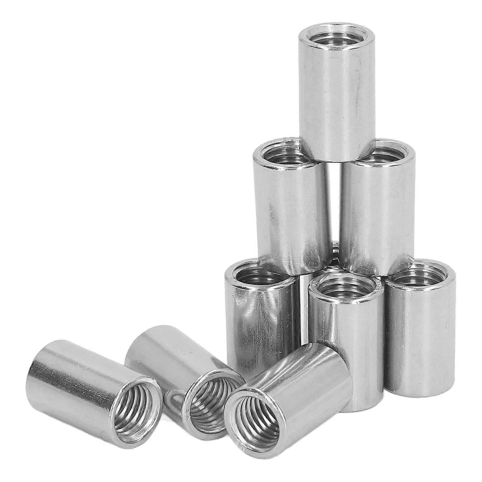 10Pcs Coupling Nut Round Rod Connector Female Thread 304 Stainless ...