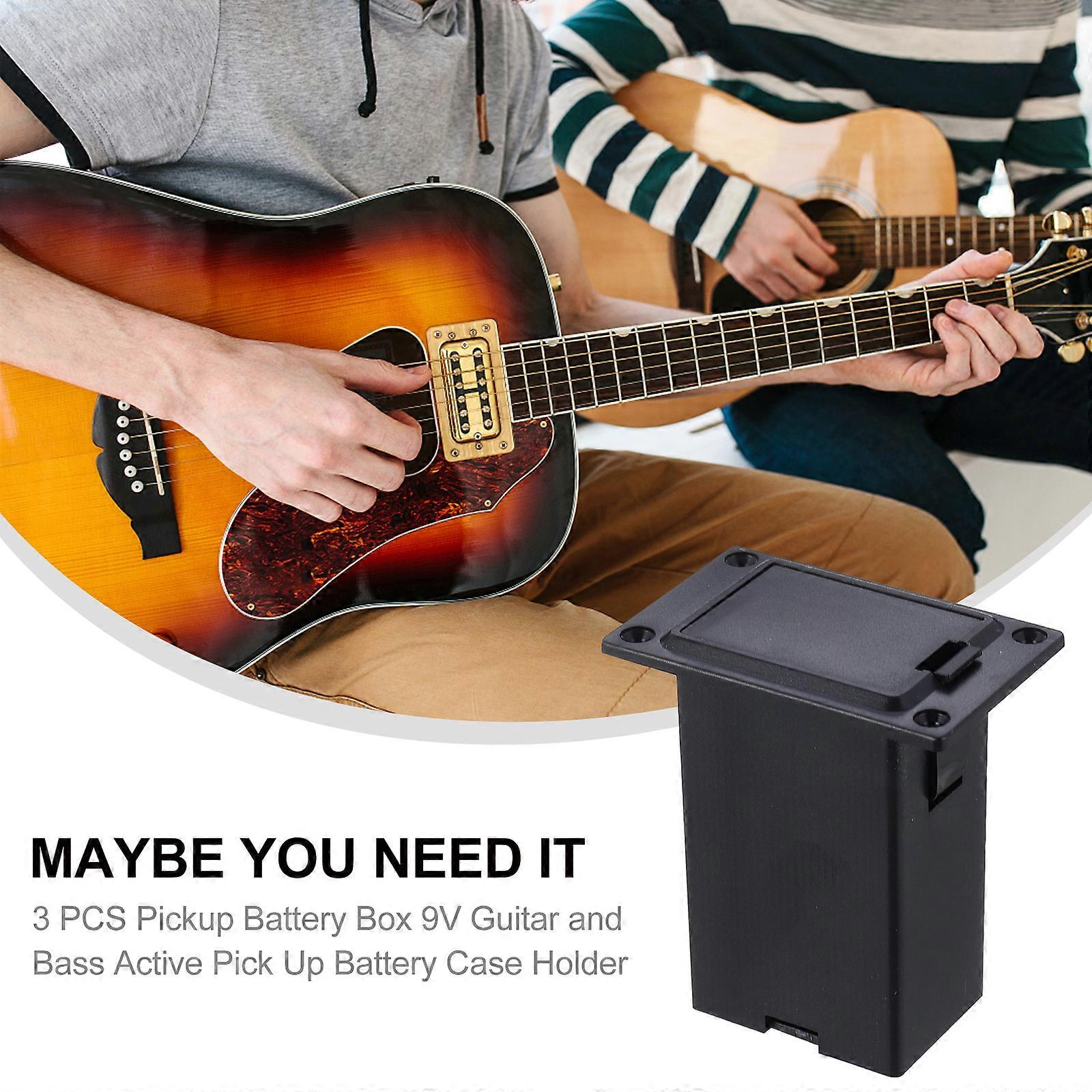3 PCS Pickup Battery Box 9V Guitar and Bass Active Pick Up Battery Case ...