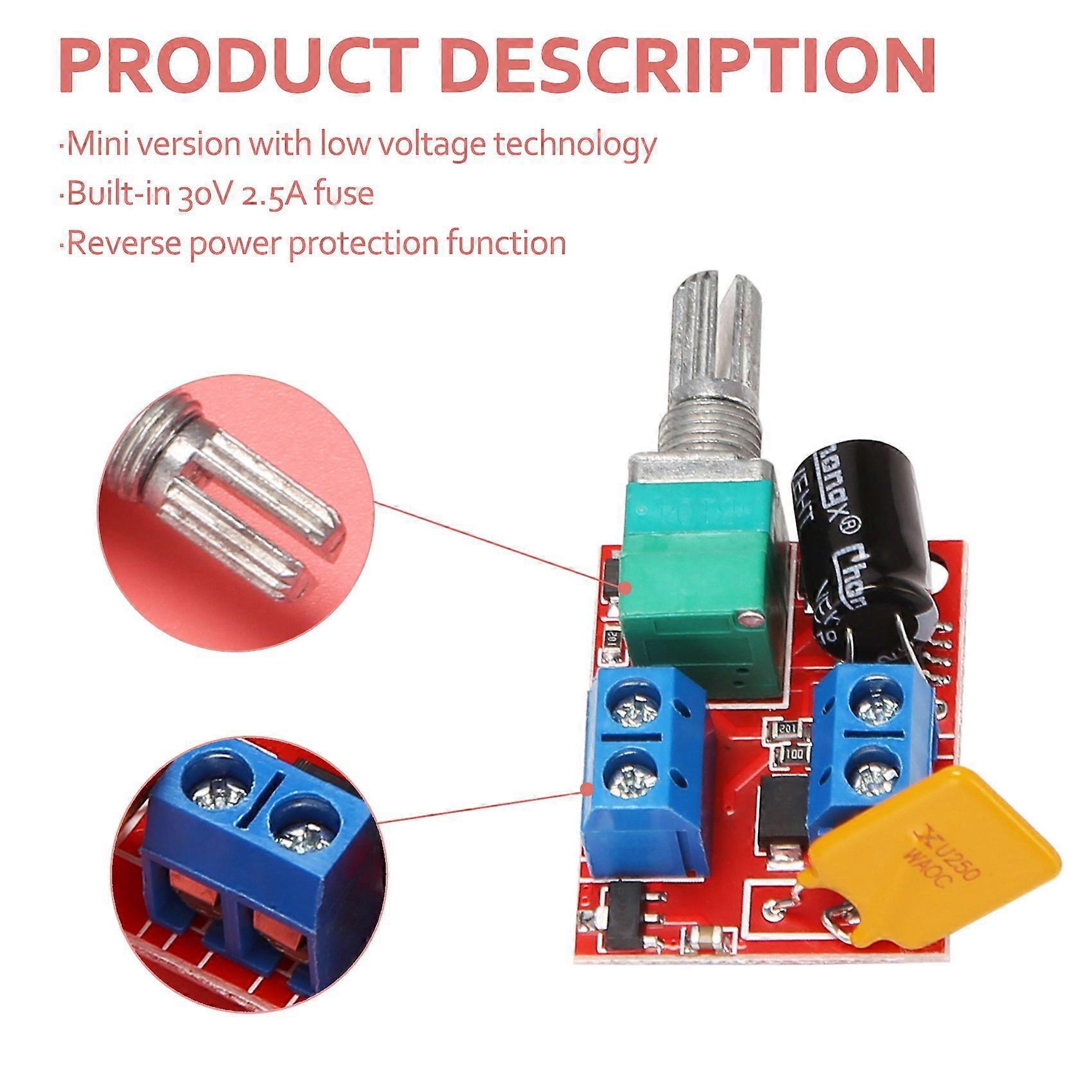 Mini DC Motor PWM Speed Controller 3V 6V 12V 24V 35VDC 90W 5a DC Motor Speed Control Switch LED ...