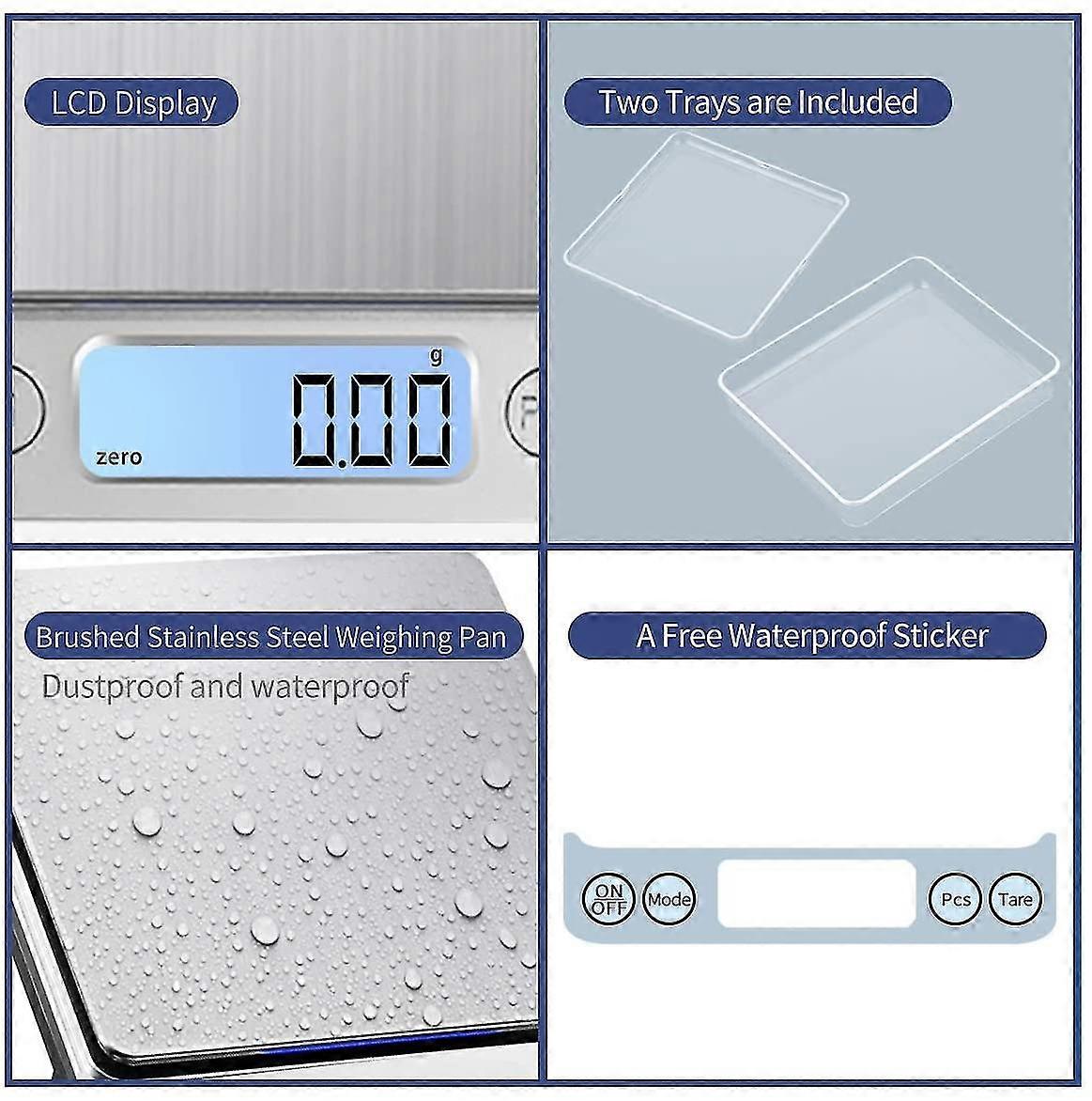 Upgraded Large Range Small Kitchen Scale 500g/0.01g, Usb Charging Mini ...