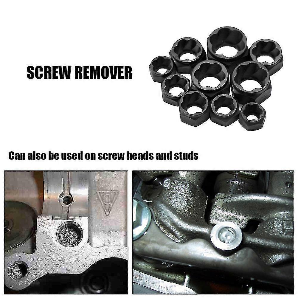 10pcs Damaged Bolt Nut Screw Remover Tool Kit Damaged Bolt Removal Set ...