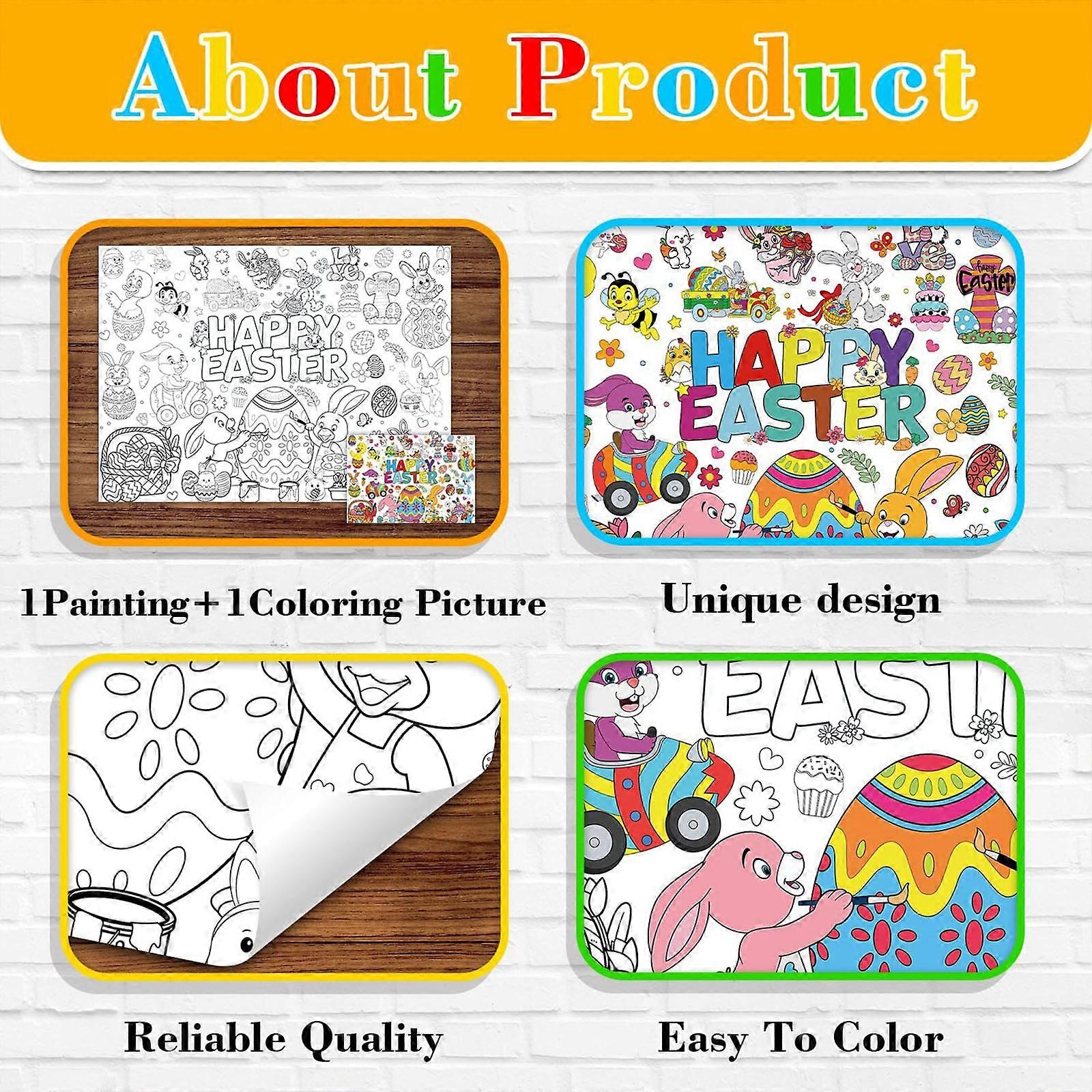 Easter Coloring Poster for Kids, Giant Coloring Poster Easter Coloring ...