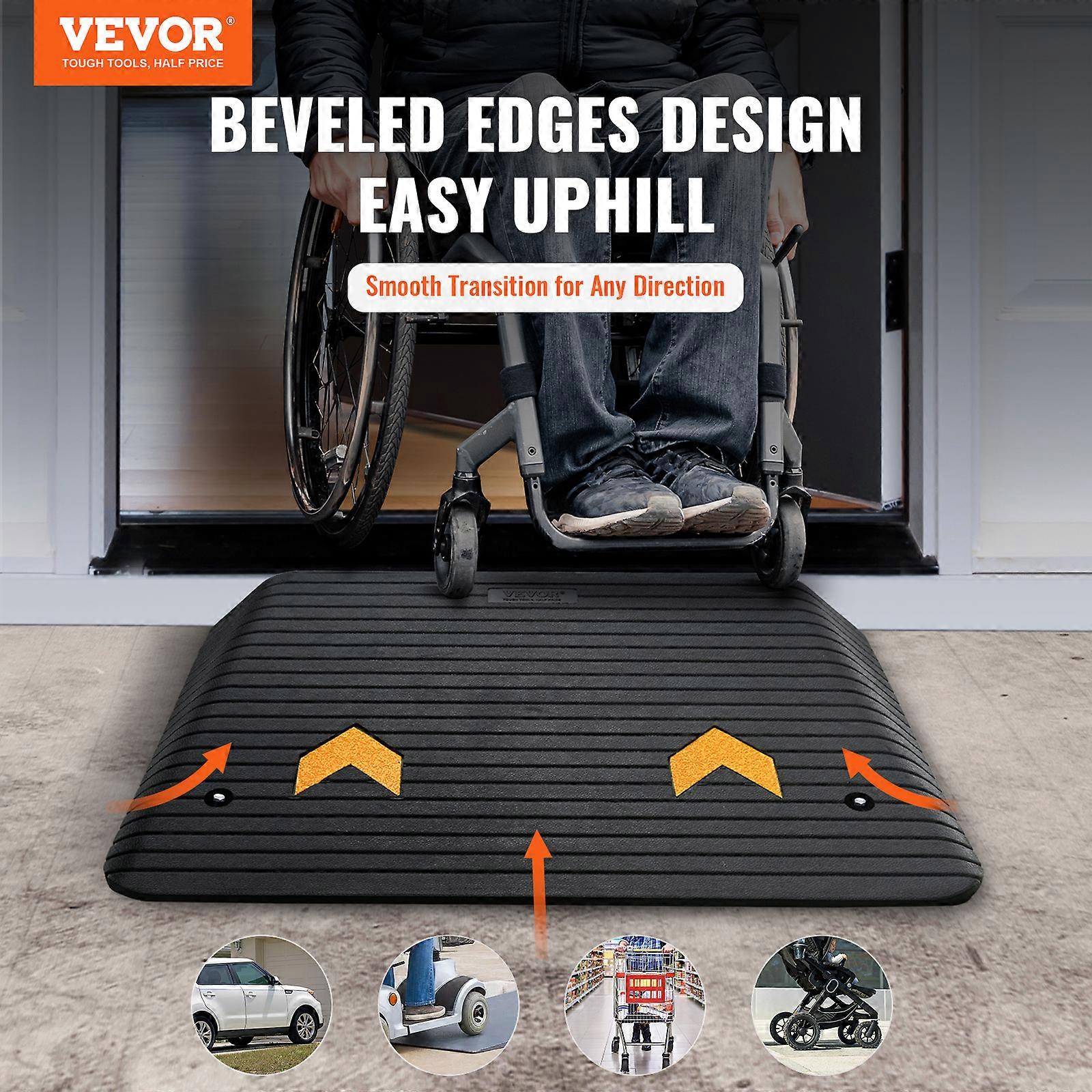 Upgraded Rubber Threshold Ramp, 4" Rise Door Ramp with 1 Channel ...