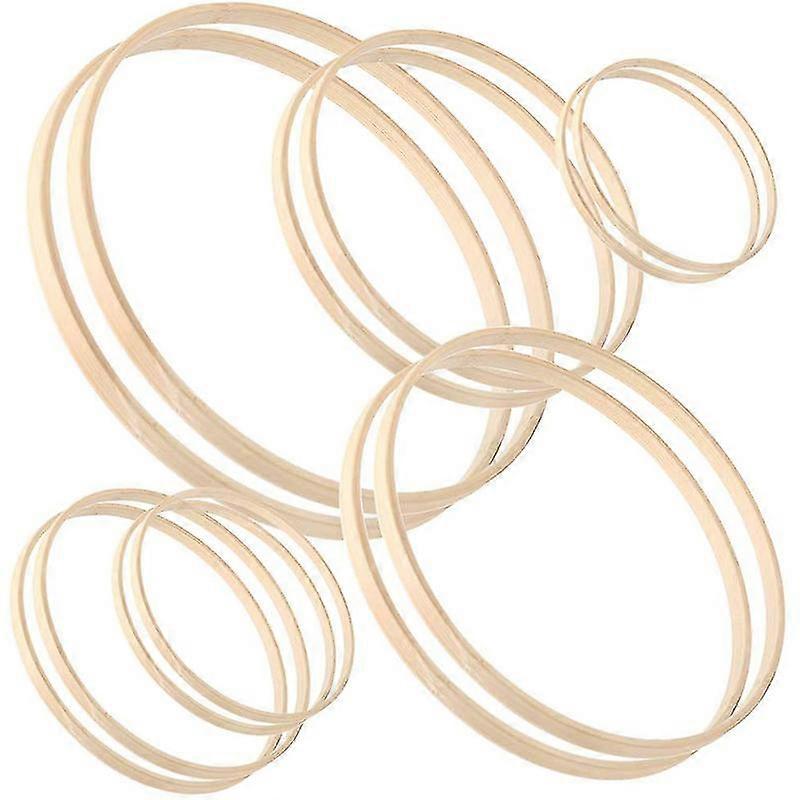 12 Pieces Wooden Bamboo Floral Hoop Set Macrame Craft Hoop Rings For ...