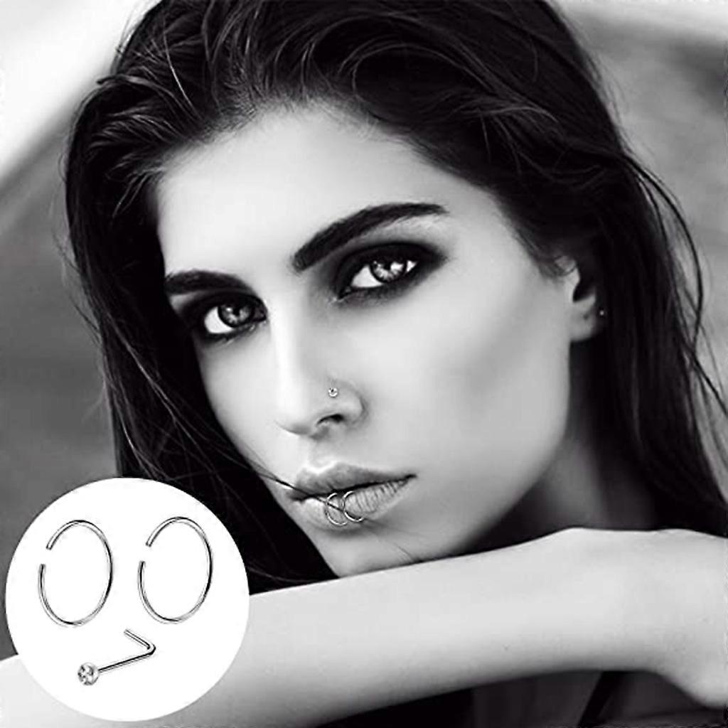 36 Pcs for Titanium Steel Nose Rings Nose Piercings Jewelry Nose Rings Hoops Nose Studs Screw ...