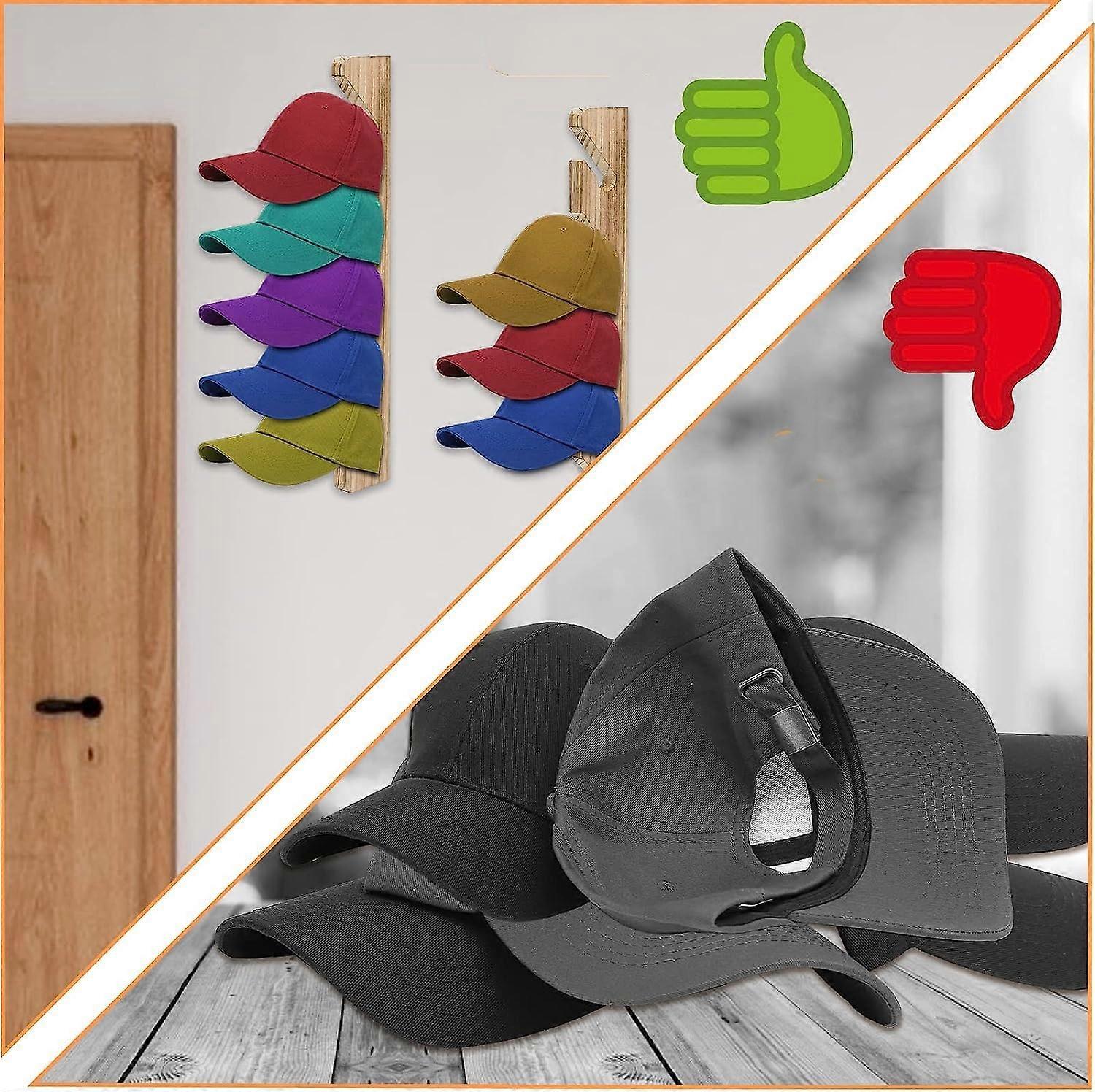 Wooden Hat Rack For Baseball Caps, Over The Door Ball Cap Rack ...