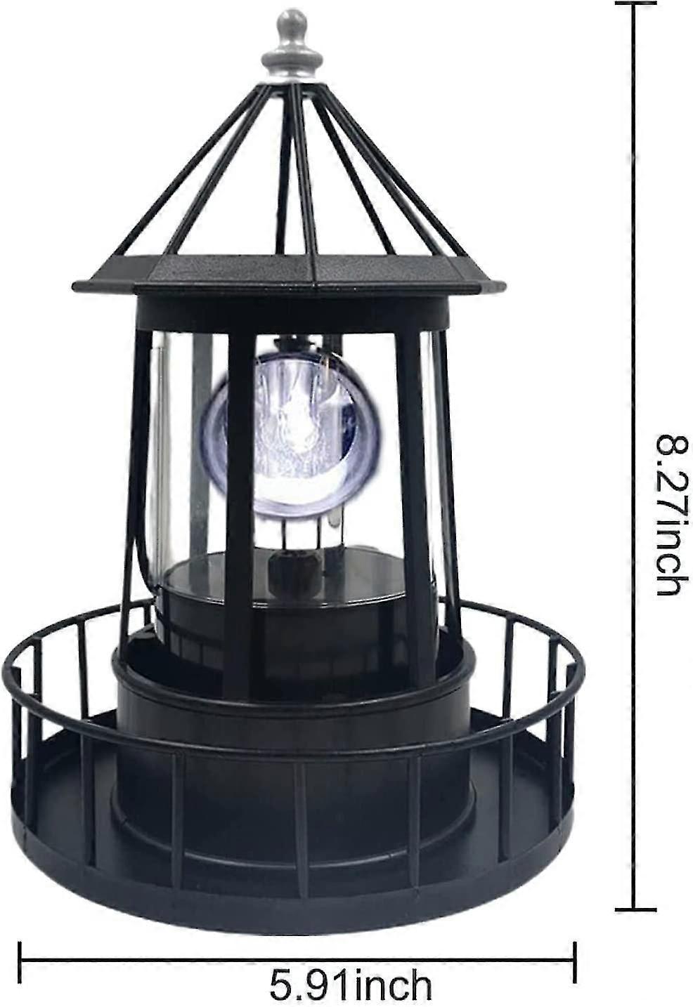 Led Solar Powered Lighthouse, 360 Degree Rotating Lamp Courtyard ...