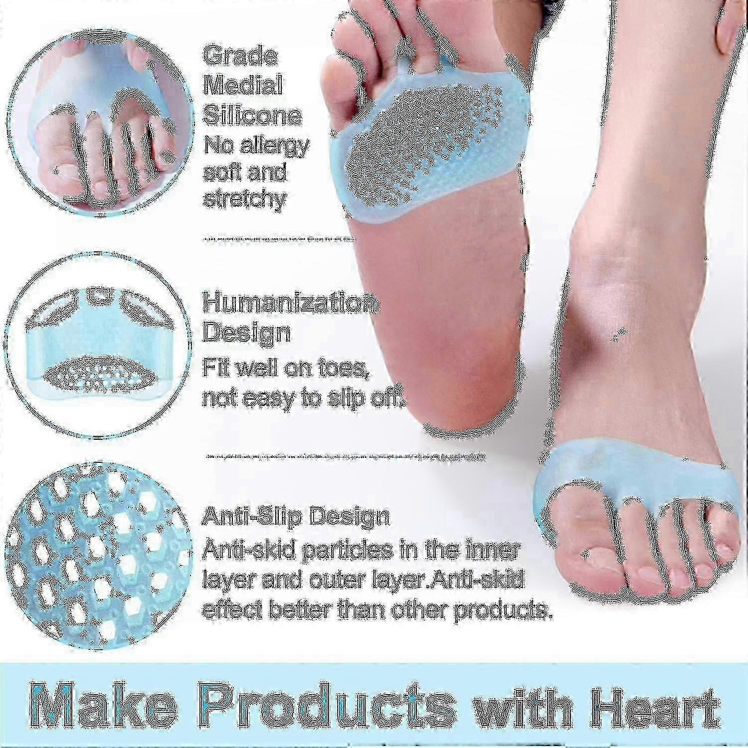 2024 New Metatarsal Pads For Womend Men, 4pairs Ball Of Foot Cushions For Metatarsalgia Neuroma ...