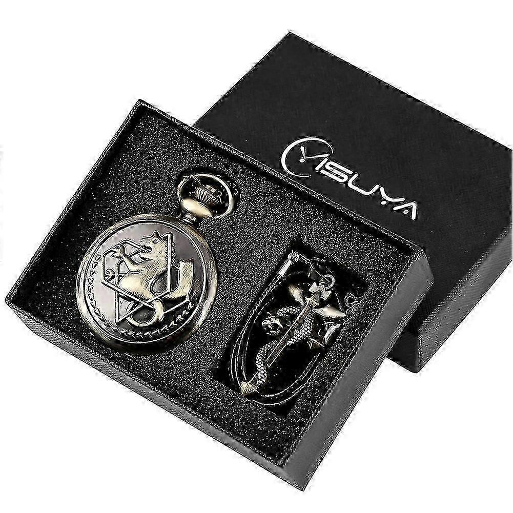 Fullmetal Alchemist Silver/Bronze Pocket Watch Pendant Men's Quartz ...