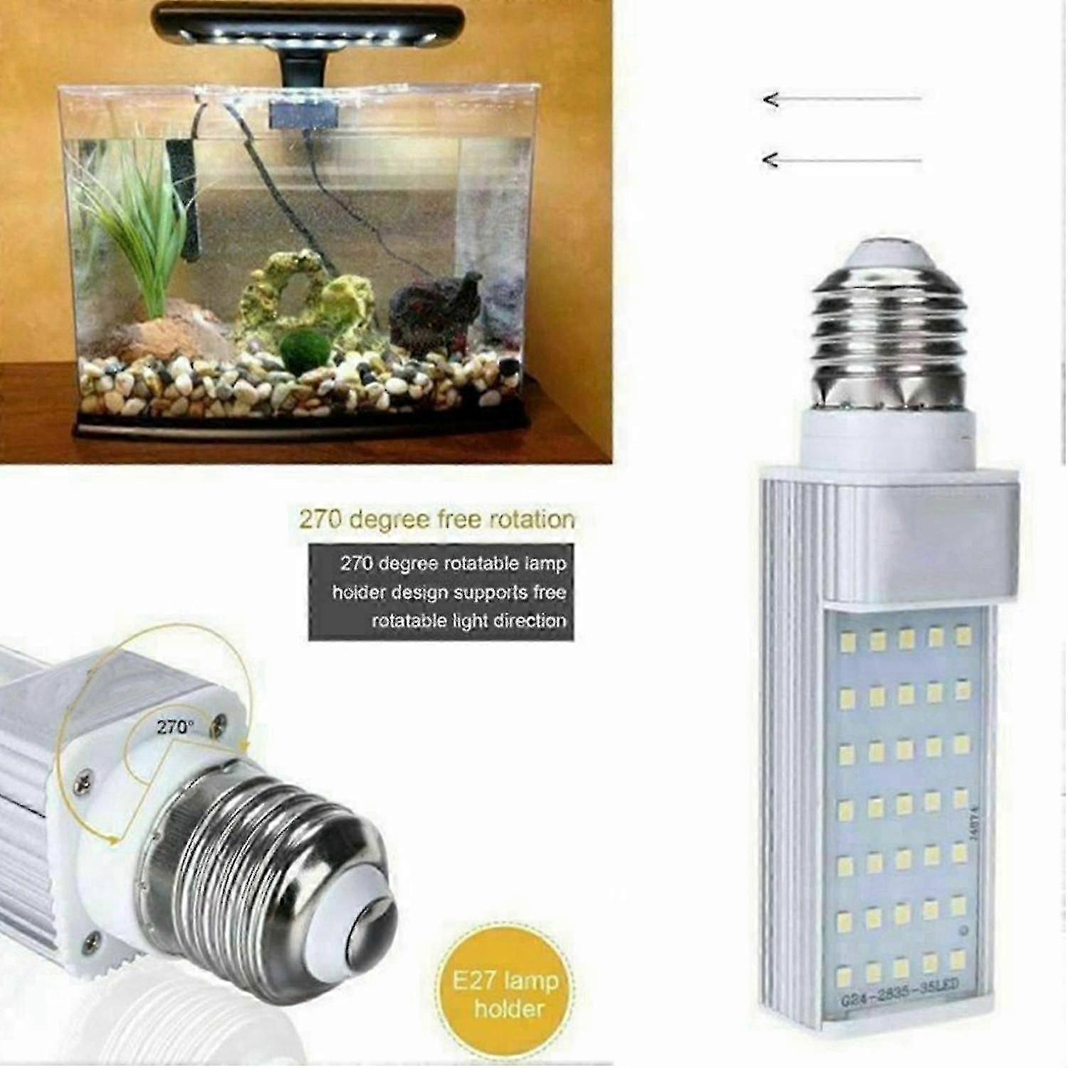 2x Fishpod White Plant Aquarium 7w Grow Light Led Tank Fish Coral Bulb ...