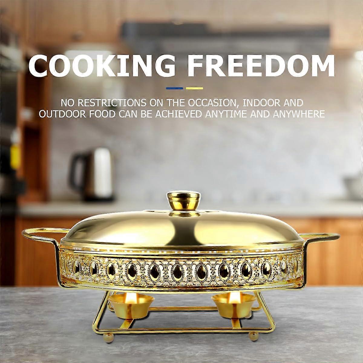 Chafing Dish Buffet Set Stainless Steel Oval Chafing Food Pan with ...