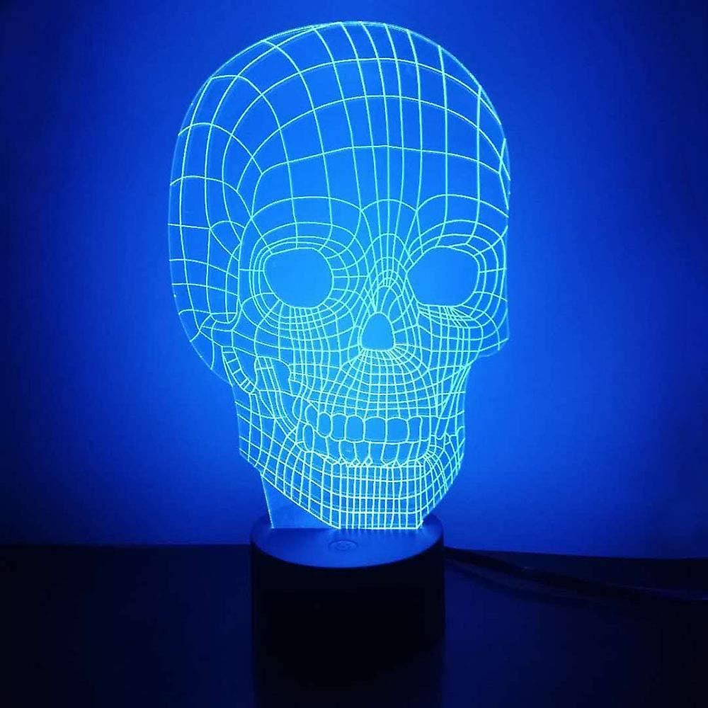 Skull 3d Night Light Led Illusion Lamp Bedside Desk Table Lamp, 7 Color ...