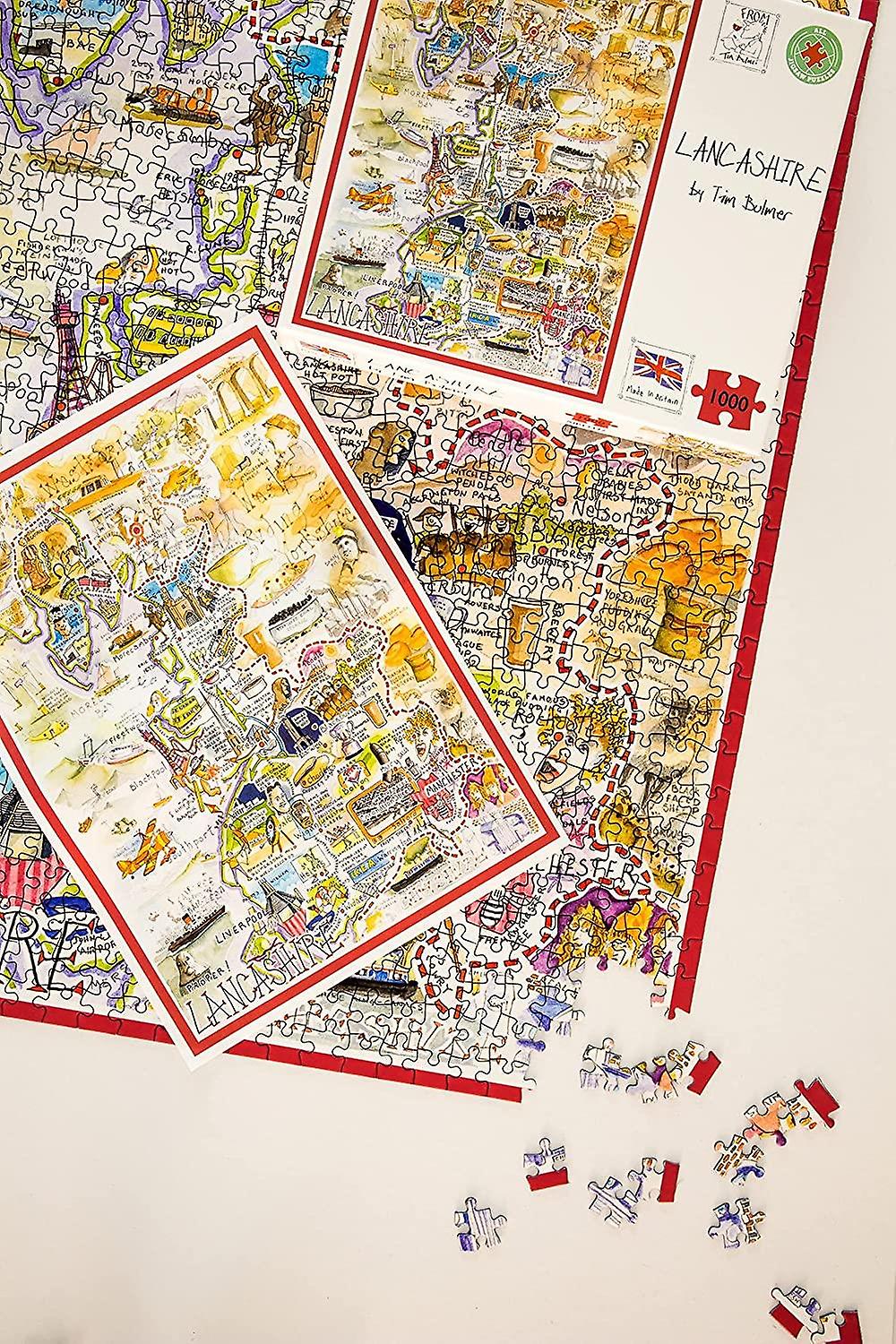 Map of Lancashire, Tim Bulmer Jigsaw Puzzle (1000 Pieces) | Fruugo UK
