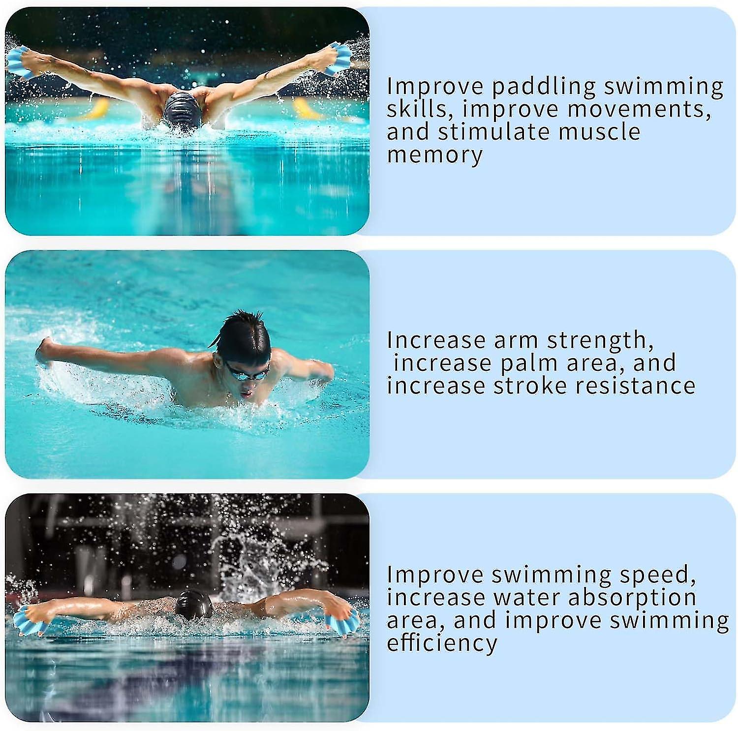 2 Pairs Silicone Swimming Gloves, Webbed Swim Training Gloves, Finger ...