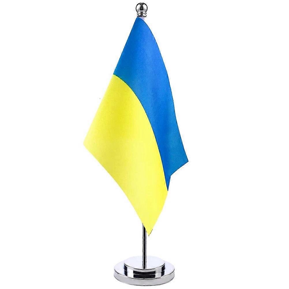 Ukraine Table Flag Ukrainian Desk Flag with Stick and Base Decoration ...
