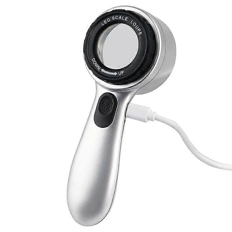30X Handheld Magnifier USB Rechargeable Magnifying Glass with 12 LED ...