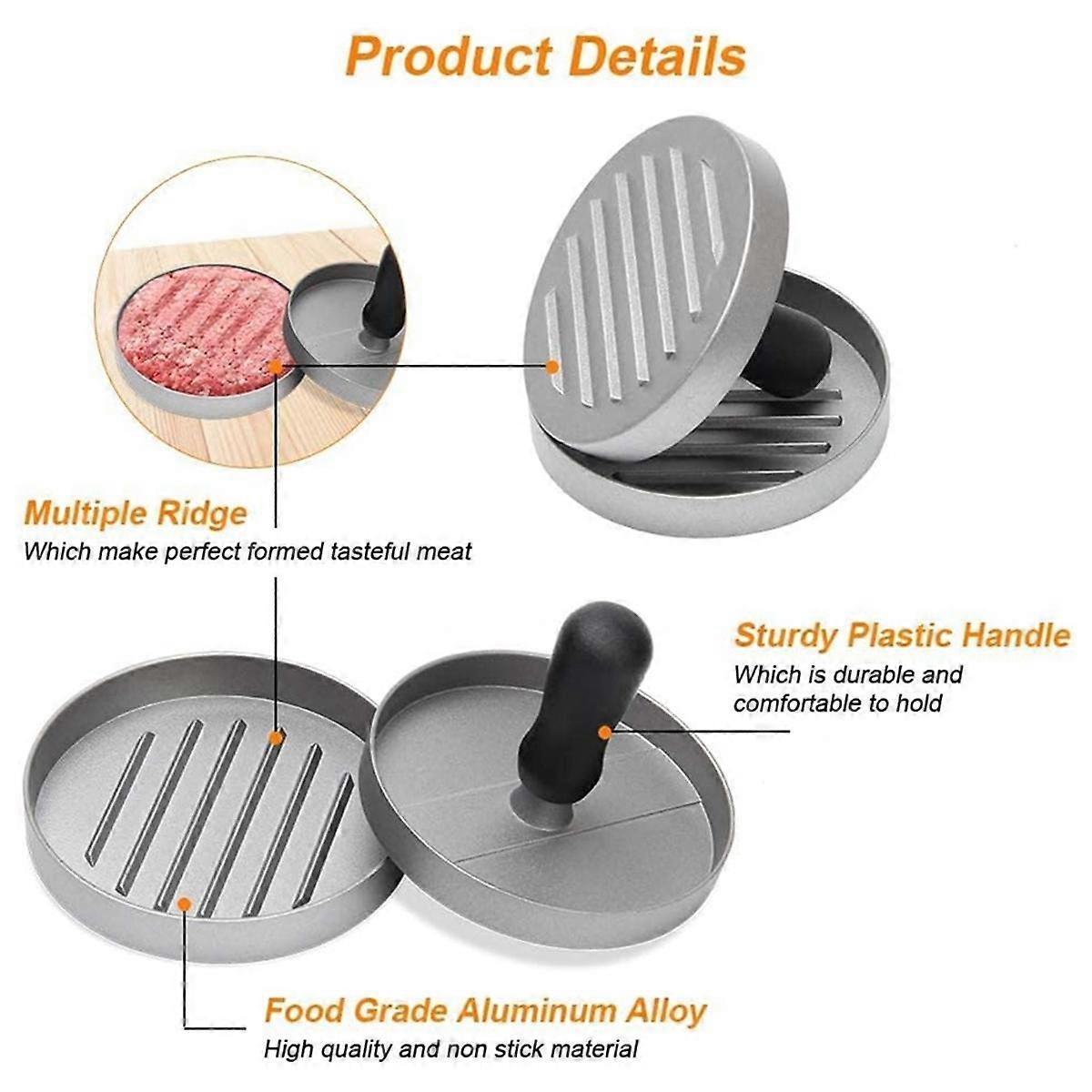 Hamburger Press Patty Maker Set Non-Stick Meat Patty Presser Handle ...