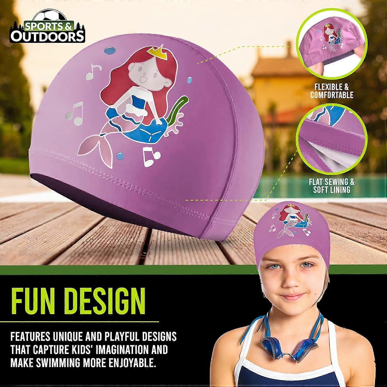 1pk Kids Swimming Cap Girls | Pink Swimming Cap Kids 6-14 Girls | Kids ...