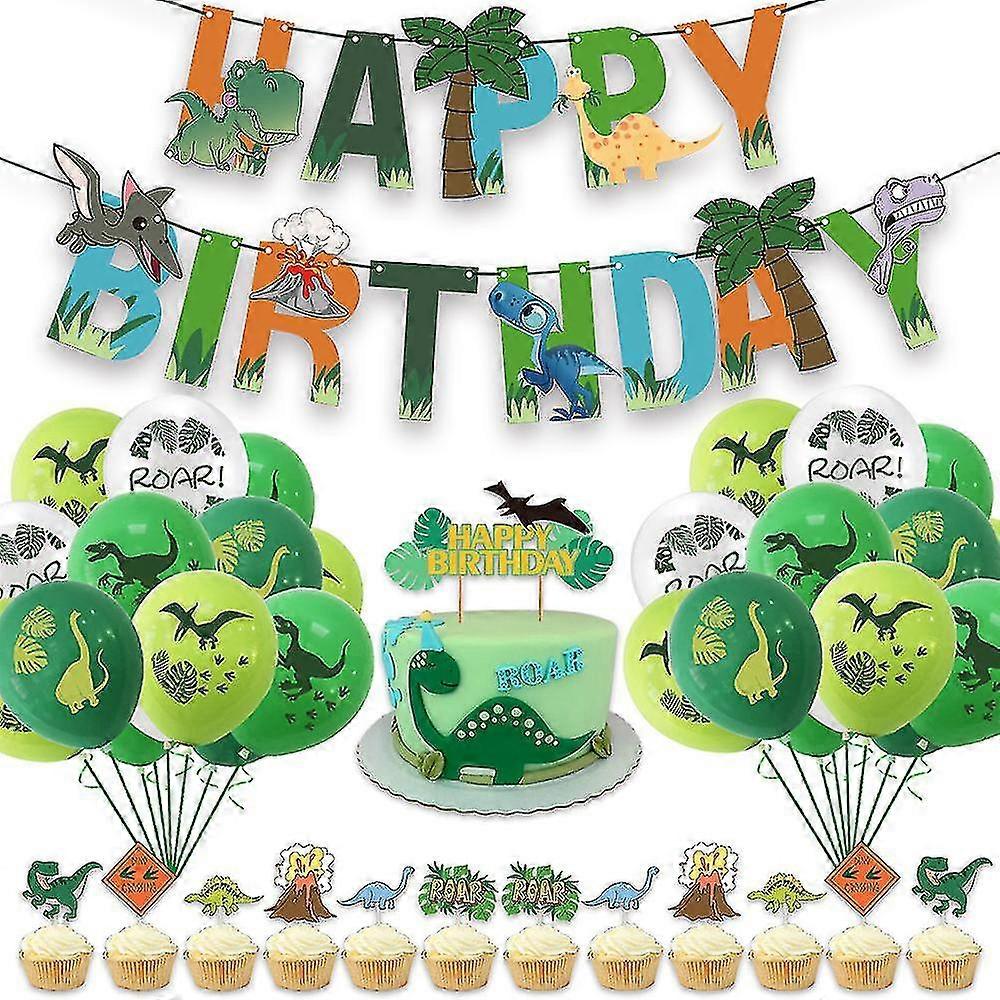 Dinosaur Themed Balloon Set Birthday Party Decoration Kit Banners Cake ...