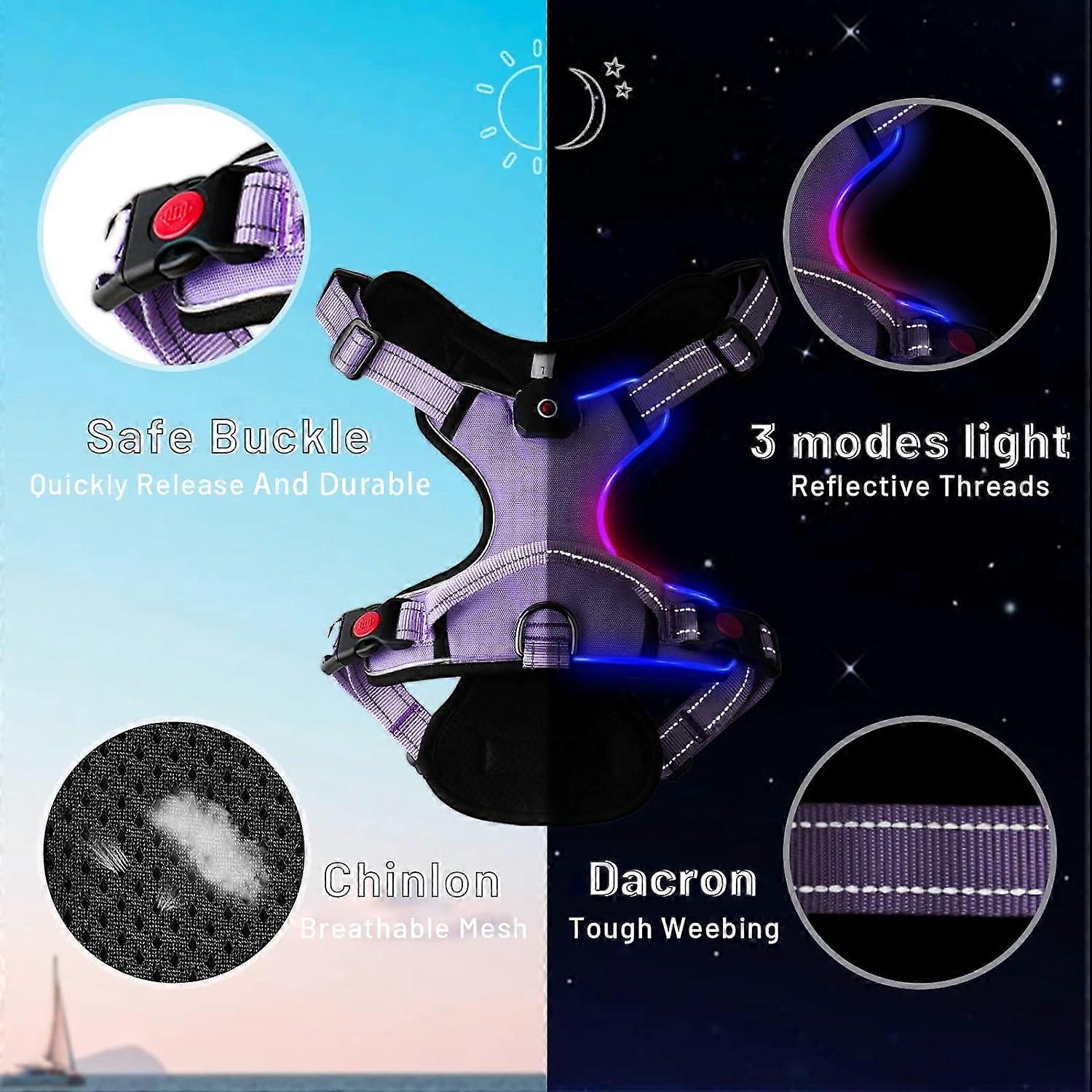 LED Light Up Dog Harness: Reflective Adjustable Vest with Rechargeable ...