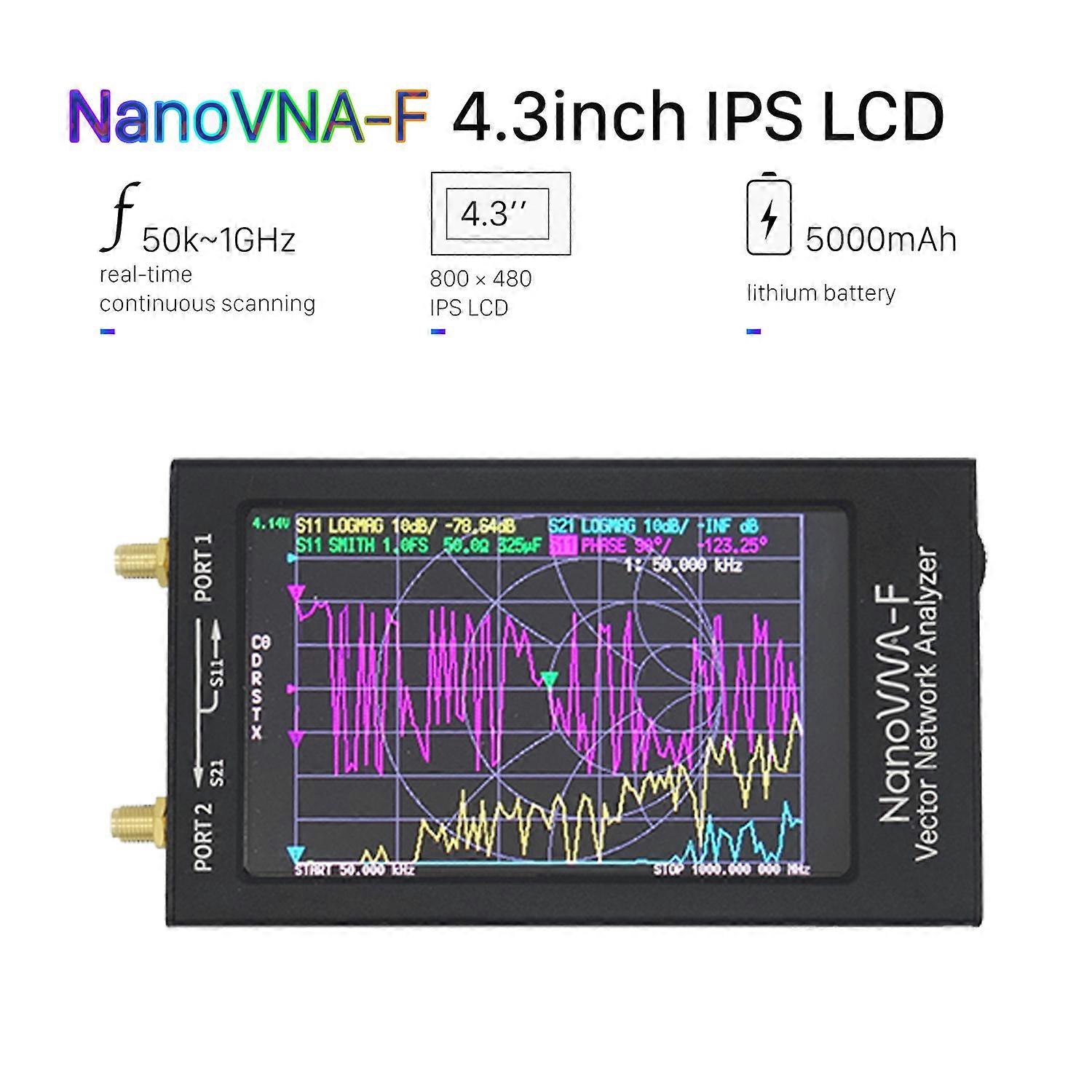 4.3 inch NanoVNA Vector Network Antenna Analyzer NanoVNA-F VNA HF VHF UHF + IPS LCD + Metal Case ...