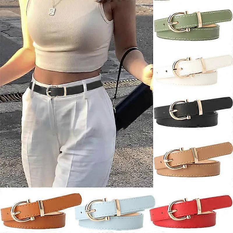 Women Belts Simple Metal Buckle Belt Girls Dress Jean Pants Waistband ...