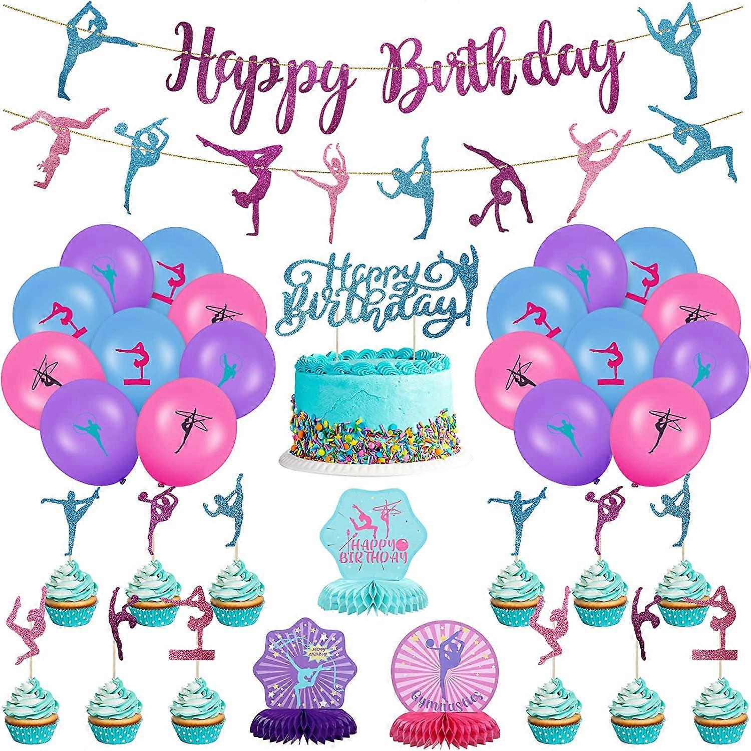 36 Pieces Gymnastics Party Supplies Decoration 2 Gymnastics Birthday ...