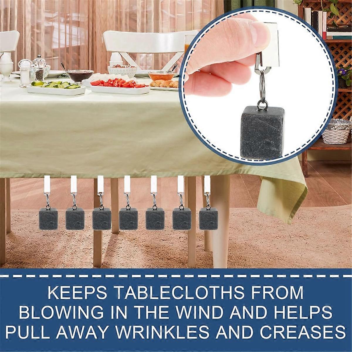 16PCS Tablecloth Weights with Metal Clip, Cube Table Covers Pendant Stones, Marble Table Cloth ...