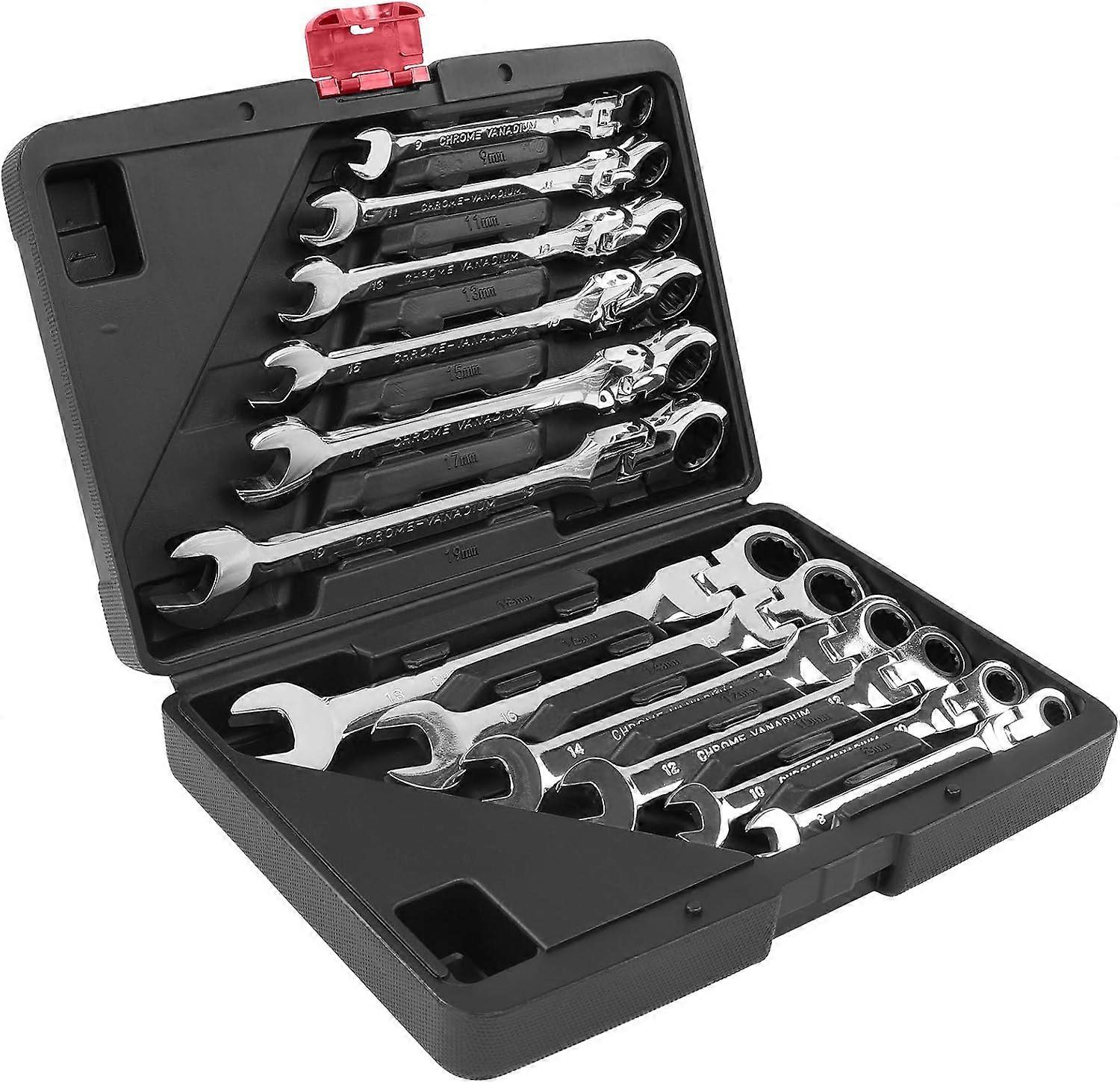 12 Pcs Open End Wrench Set, Adjustable Ratchet Combination Wrench ...