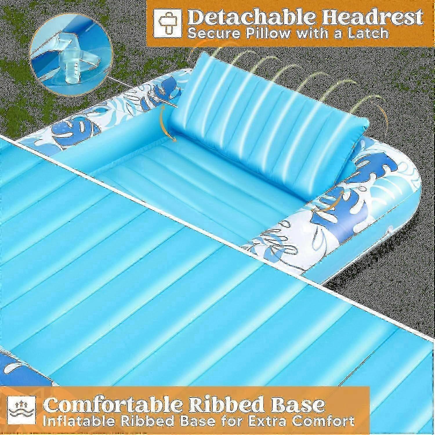 2024 Inflatable Tanning Pool Lounger Float For Adults, 70" X 46" Large ...