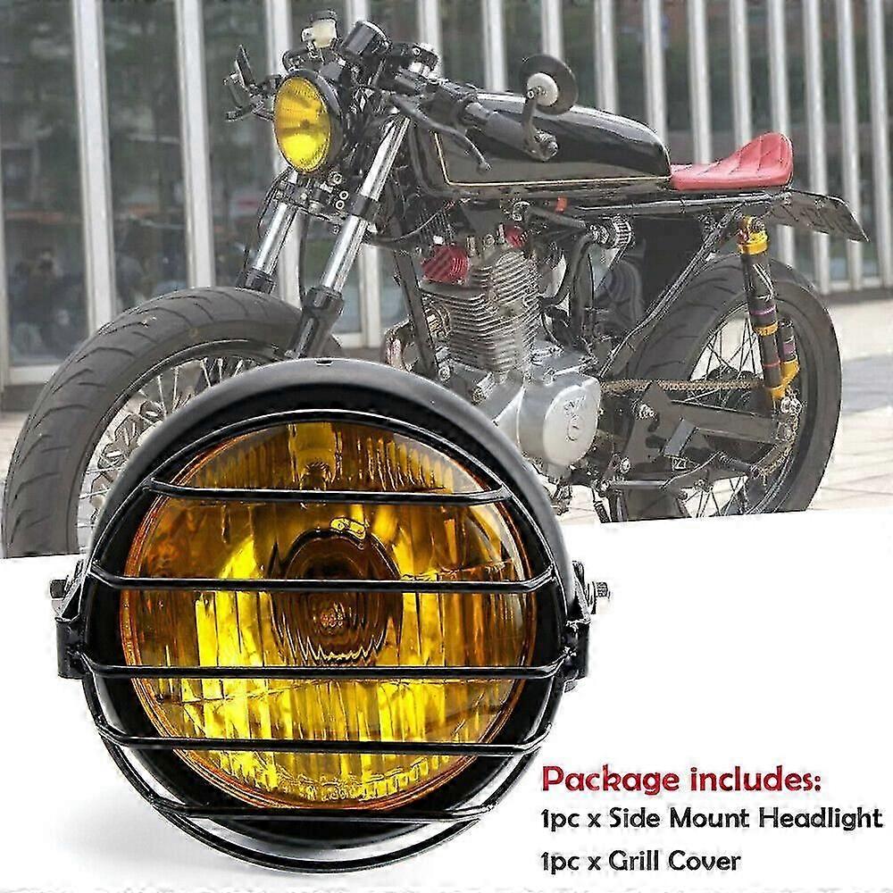 Retro Vintage Motorcycle Universal Side Mount 35W 6.5 Inch Amber ...