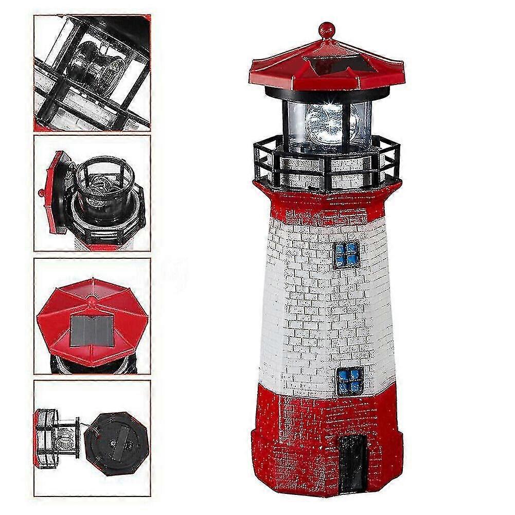 Large Solar Powered Lighthouse Rotating Led Bulb Garden Ornament Patio ...
