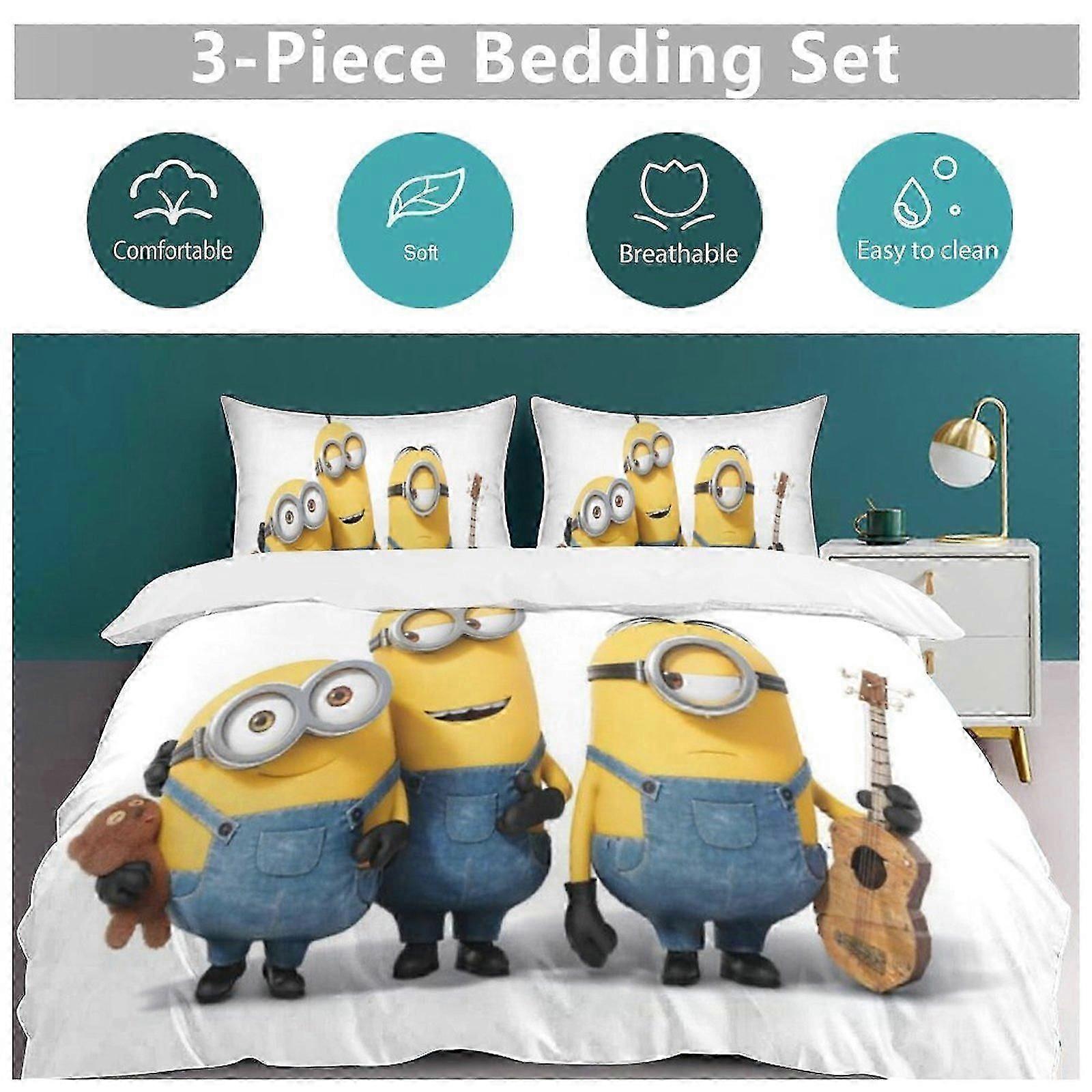 a1766 Bed Sheets Cute Minions Bedding Set Anime Minion Duvet Cover Set ...