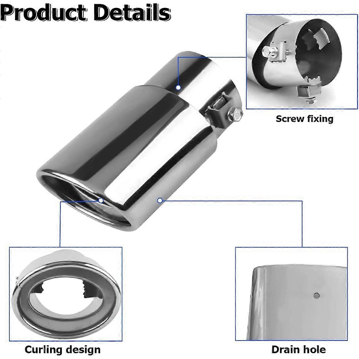 Stainless Steel Car Exhaust Tip, 2.1In To 1.5In Universal Car Exhaust ...