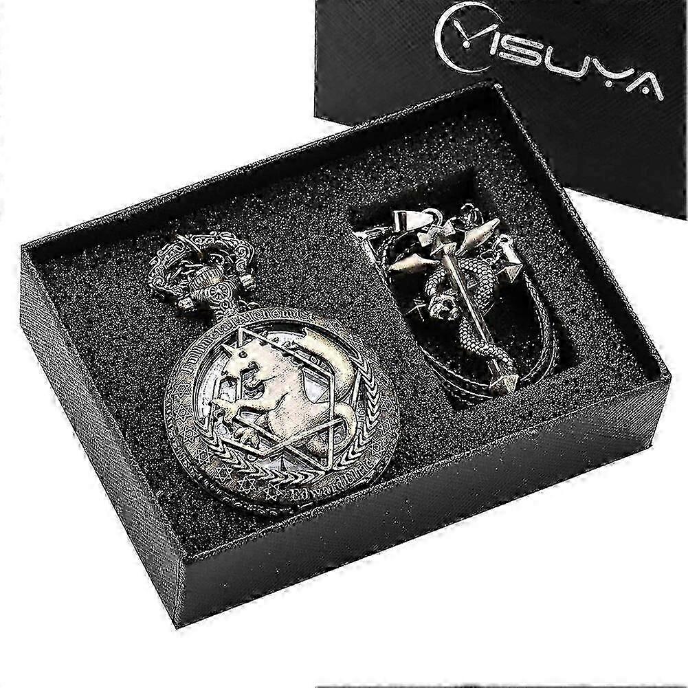 Fullmetal Alchemist Silver/Bronze Pocket Watch Pendant Men's Quartz ...