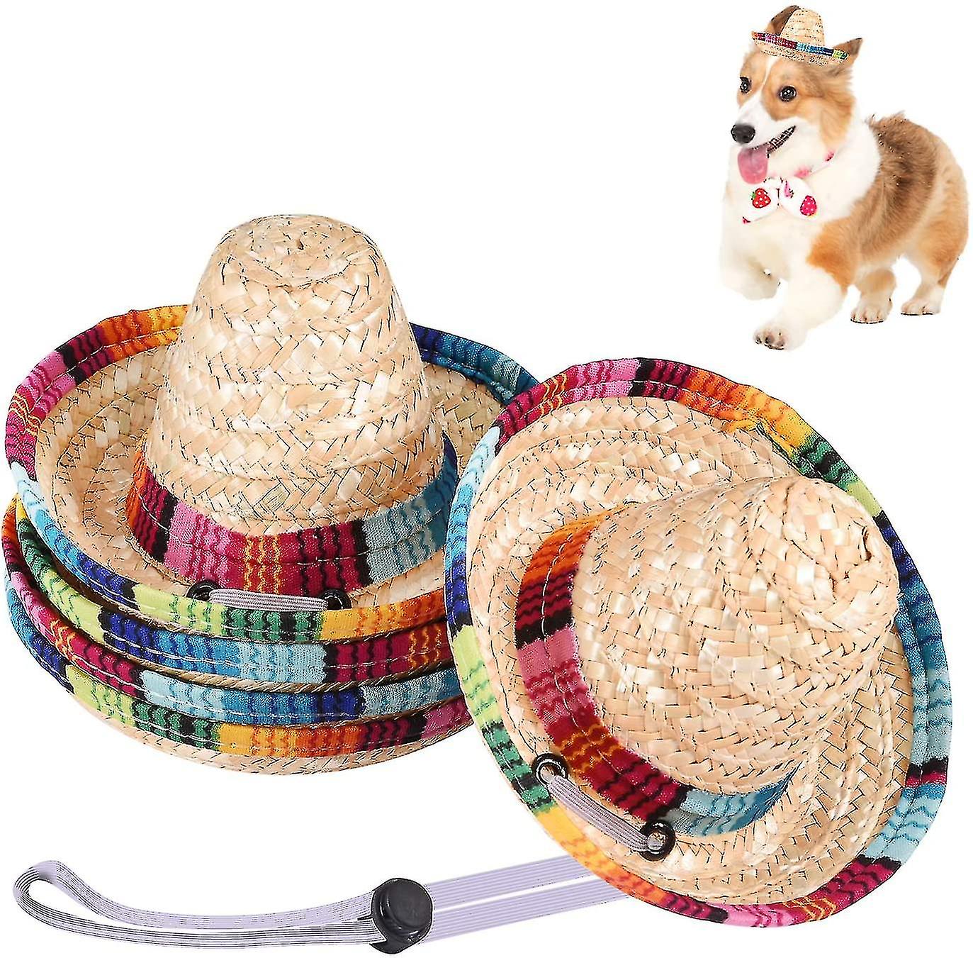 Pack Of 5 Mini Mexican Sombrero, Dog Straw Hat, Cat Sun Hat, Cat Sun ...