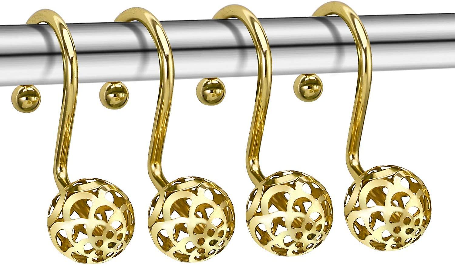 Gold Shower Curtain Hooks Rings,set Of 12 Decorative Shower Curtain ...