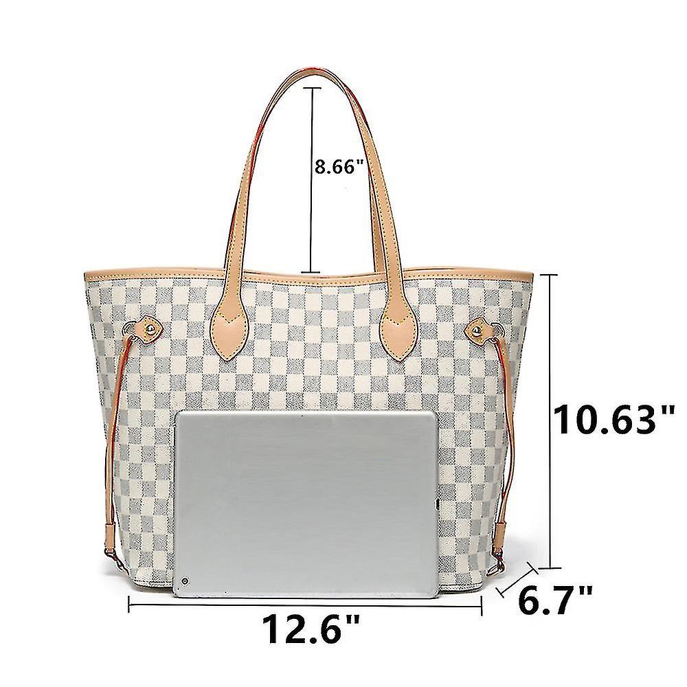 Women Checkered Tote Shoulder Bag Messenger Bag Purse Pu Leather ...
