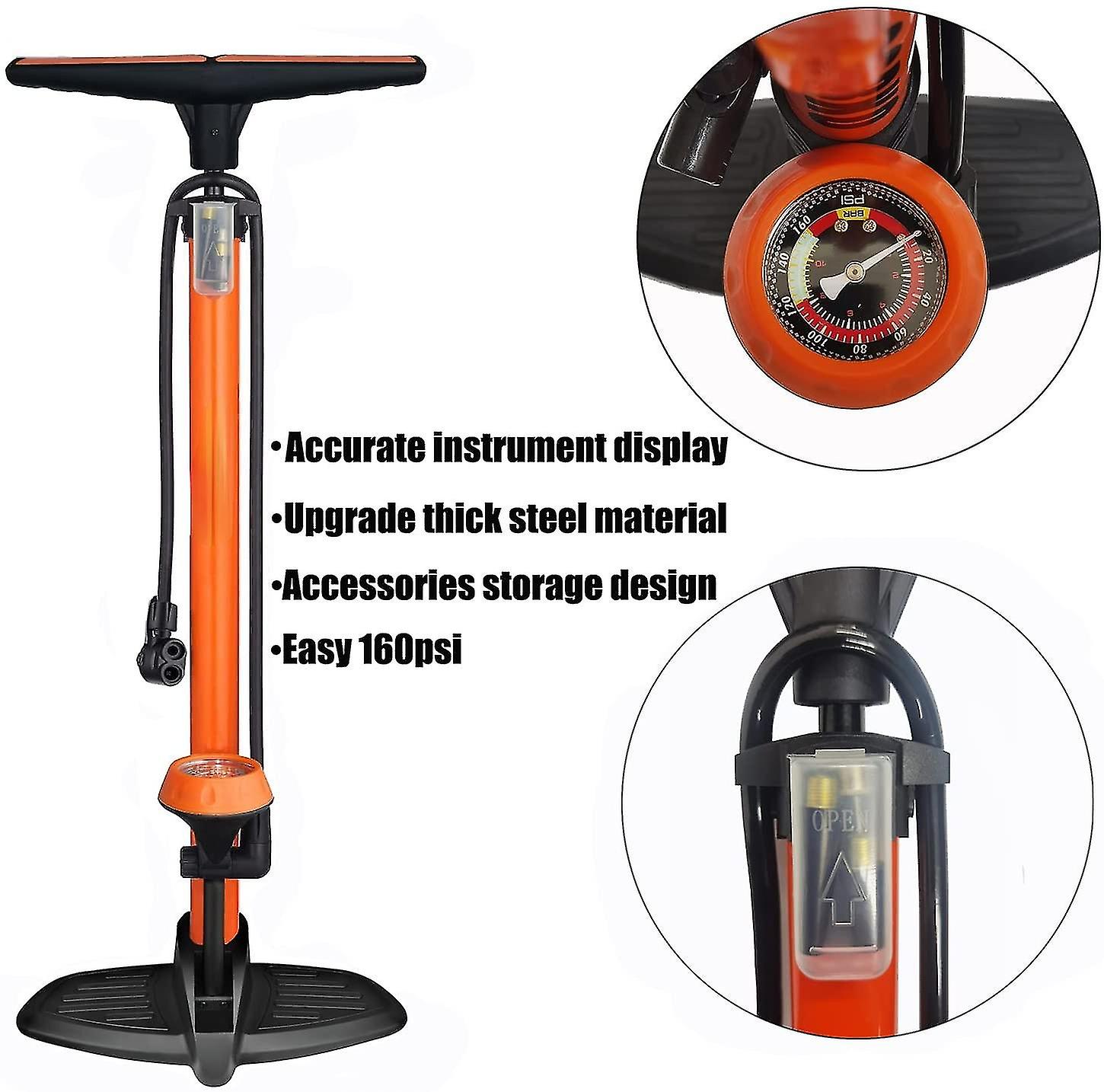 Bike Floor Pump, Floor Air Pump, Bike Pump With Large Gauge For ...