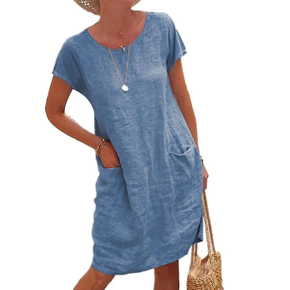 Women's Loose Solid Color Dress Lightweight And Breathable Dress-xdd ...