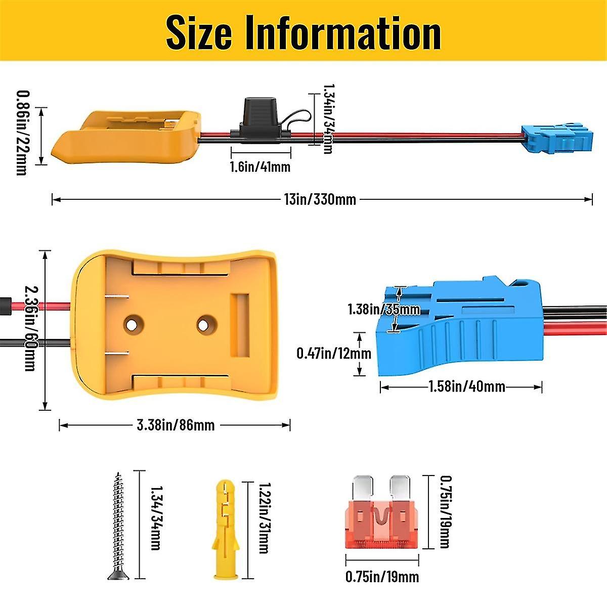 Power Wheels Adapter for 20V Battery with Wire Harness Connector for ...