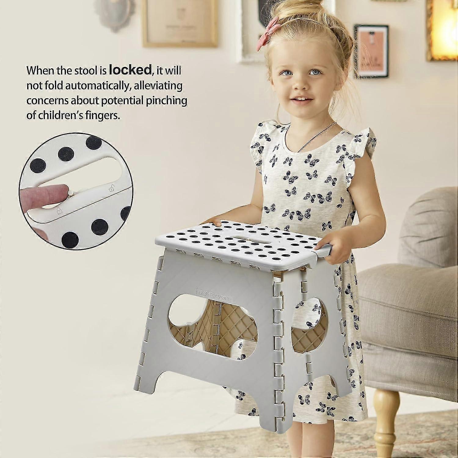 Folding Step Stool with Safety Lock,28 CM Pastic Foldable Stool,Hold Up ...