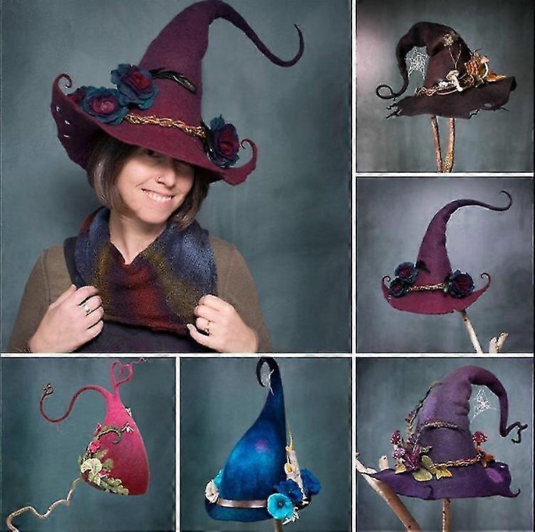 Halloween Party Felt Witch Hats,Adjustable Witch Hat Halloween Witch ...