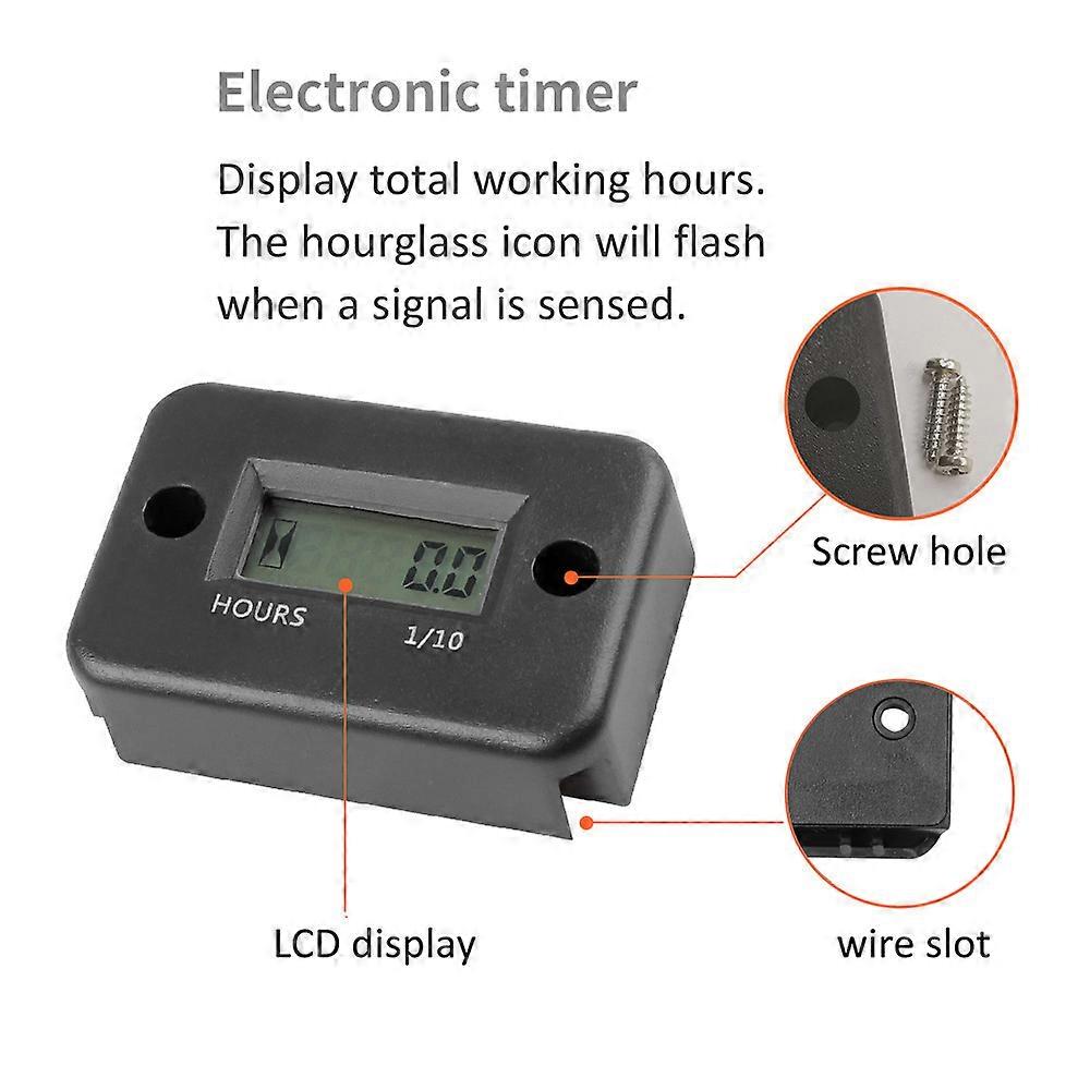 Waterproof Digital Hour Meter LCD Display Portable Engine Gauge Hour Meter For Motorcycle/Boat ...