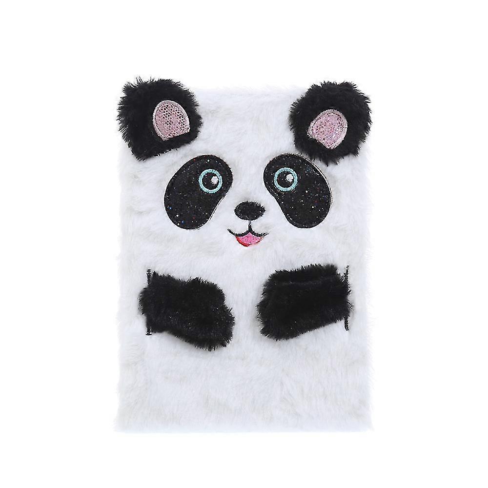 Plush Notebook, Faux Fur Notebook For Kids, Panda Pattern Diary Journal ...