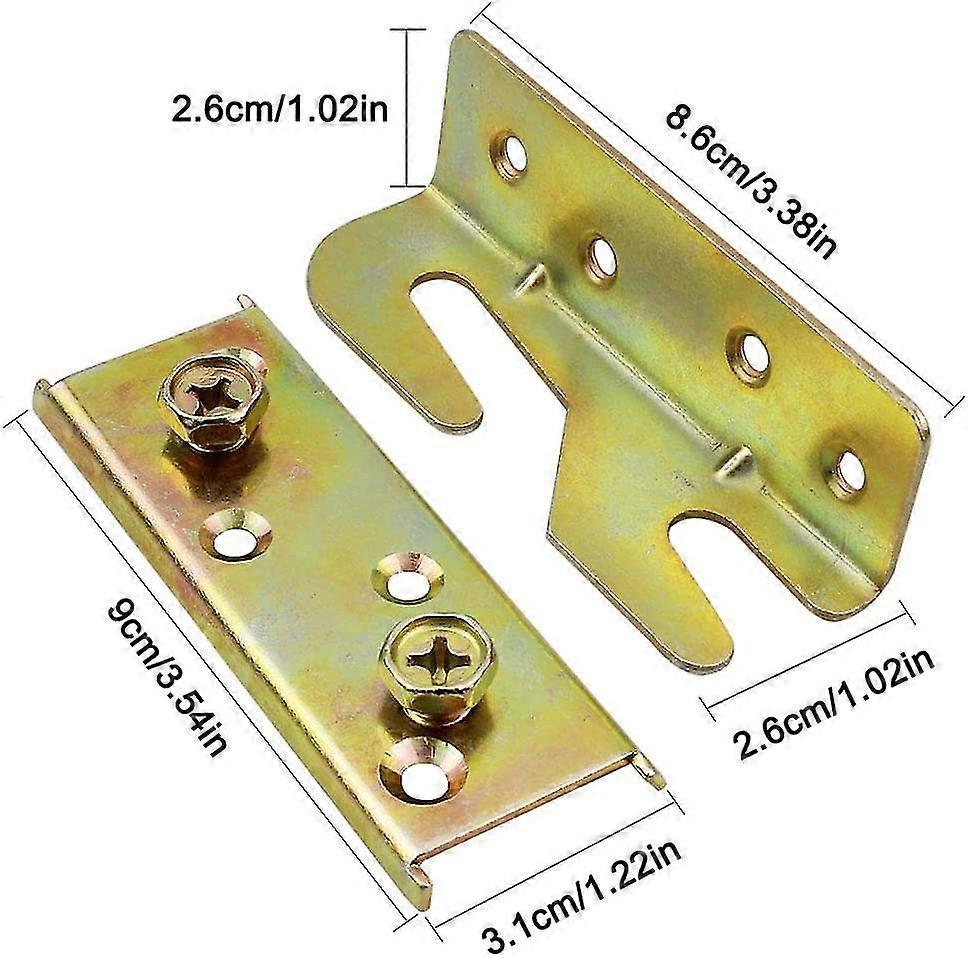 Set Of 4 Rust Resistant Mortiseless Bed Rail Mounting Brackets With ...