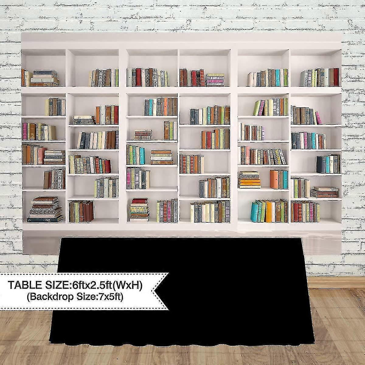 White Wooden Library Bookshelf Photography Backdrops Back To School ...