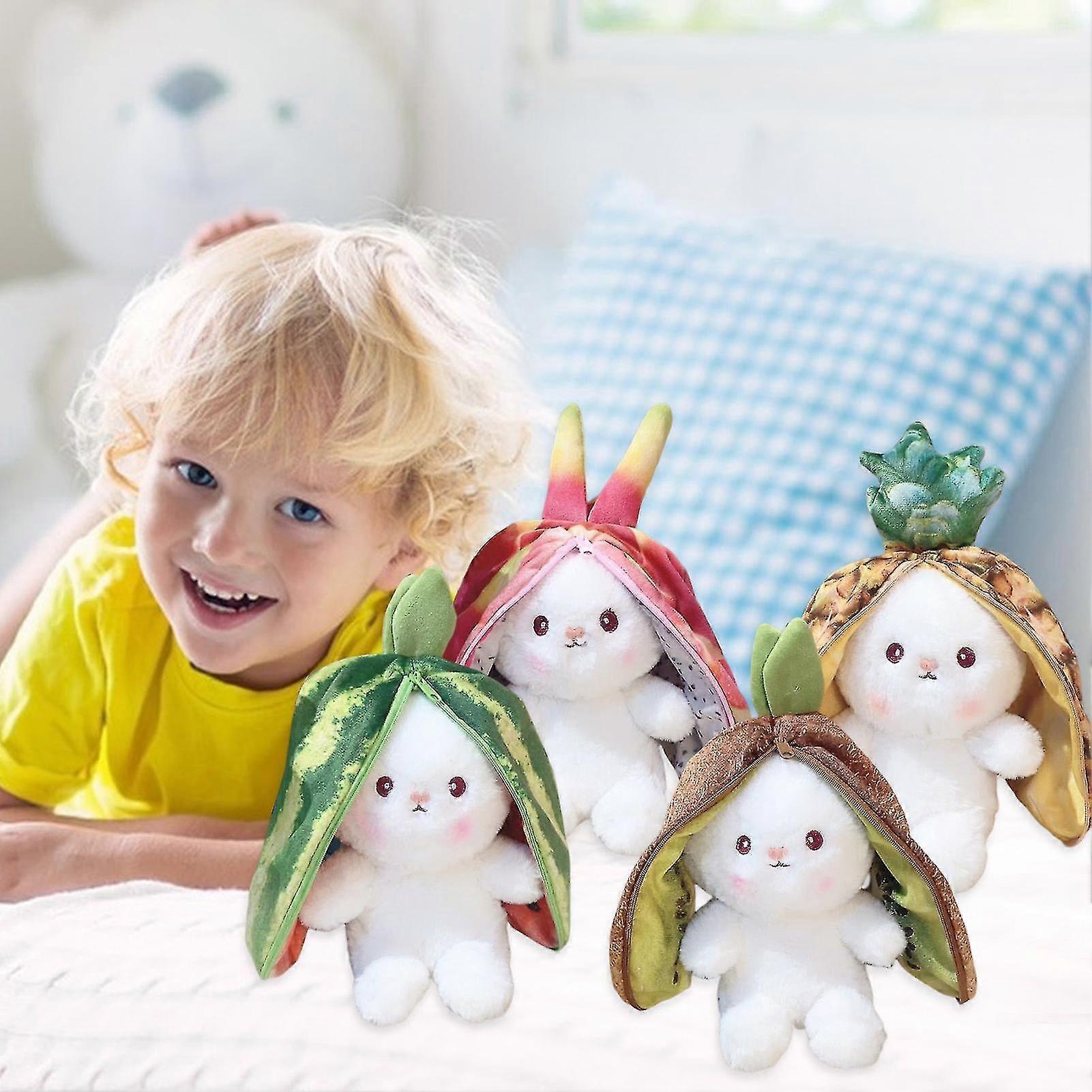 18cm Rabbit Plush Toy with Zipper Watermelon Pineapple Kiwi Fruit ...