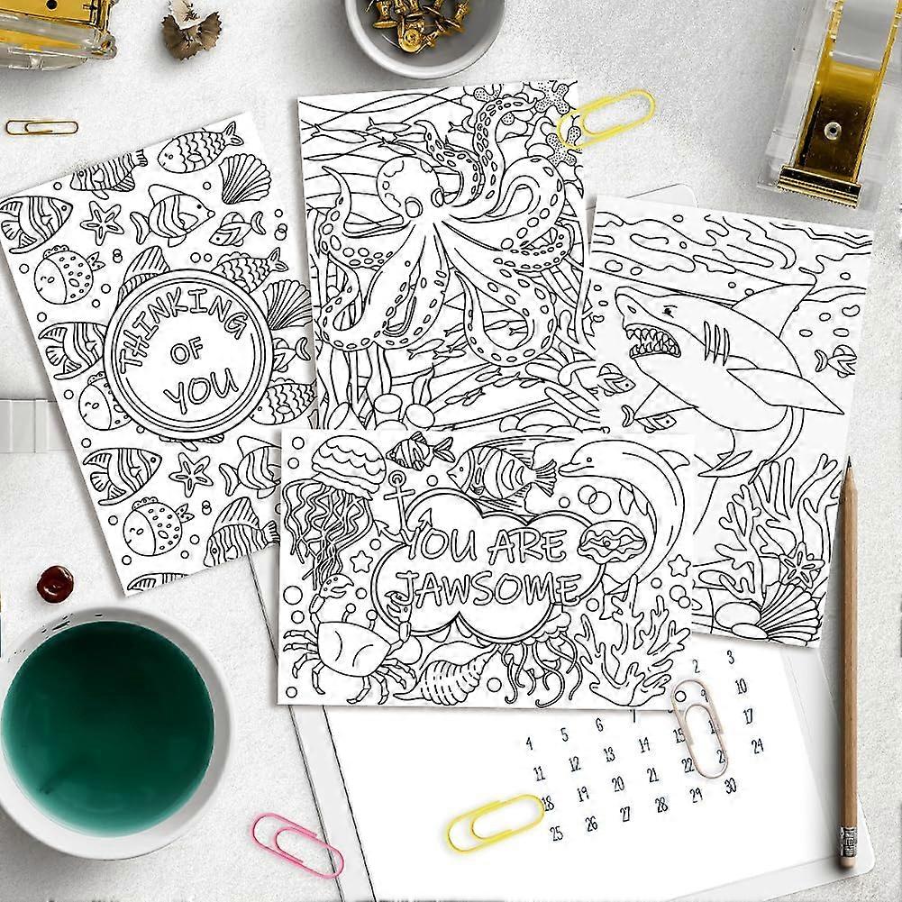 Ocean Coloring Greeting and Thank You Note Cards 10 Coloring Cards ...