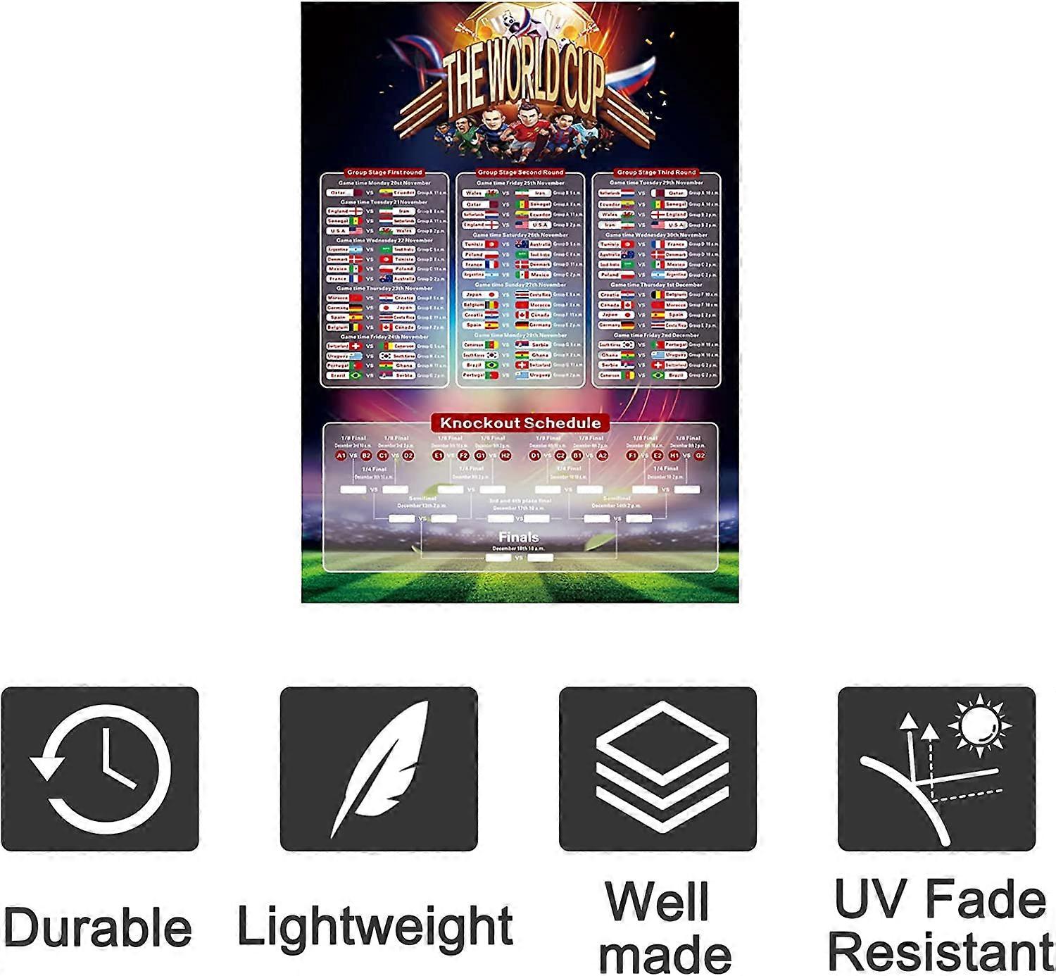 Qatar 2022 World Soccer Game Wall Chart Schedule Poster, 2022 Match Schedule Poster, World ...